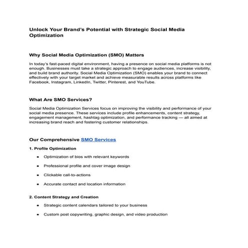 Strategic Social Media Optimization Services | PDF