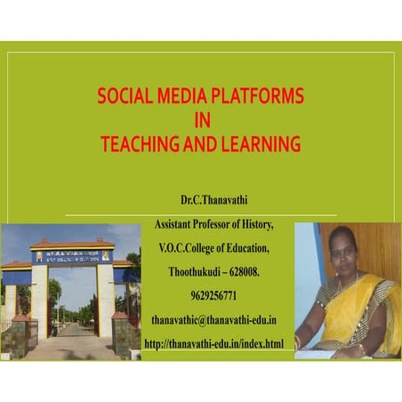 Social media platforms in teaching and learning-Dr.C.Thanavathi | PPT