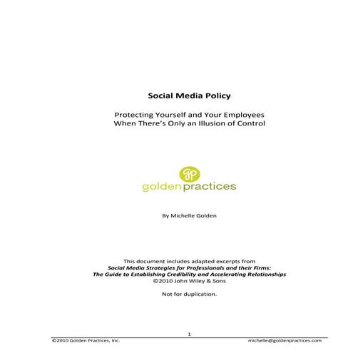 Social Media Policy Sample Policy | PDF