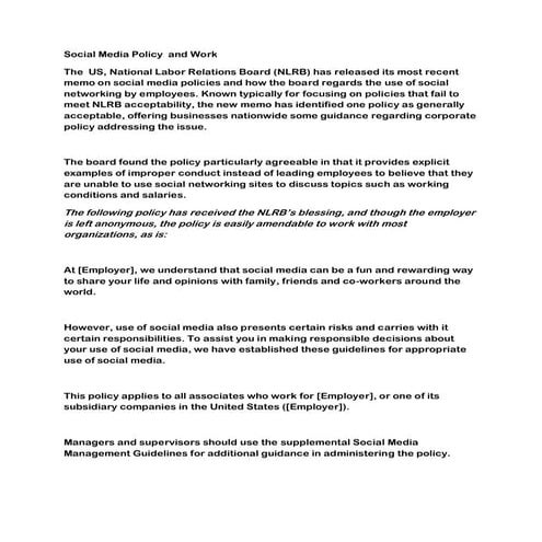 PBS Employee Social Media Policy | DOC