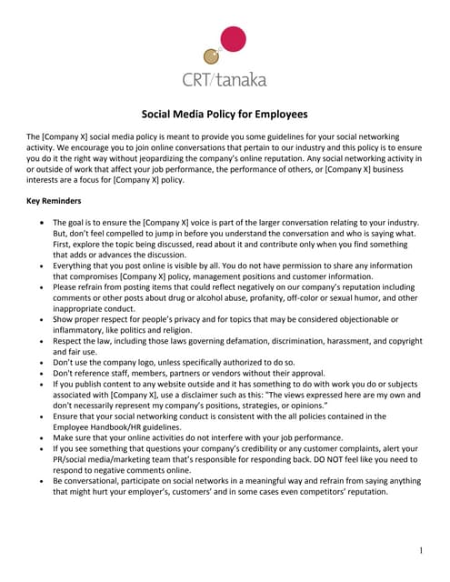 Social Media Employee Policies | PPT