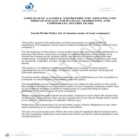 Social media policy sample | PDF