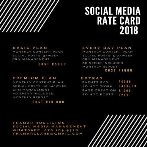 Social Media & Copywriting Rate Card 2018 | PDF