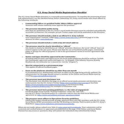 Social media registration checklist | PDF