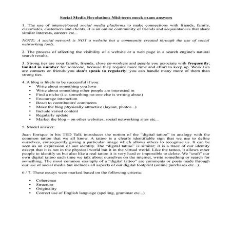 Social media revolution mid-term mock exam - model answers | PDF | Social Networking | Internet