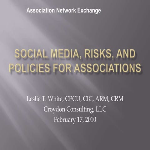 Social Media, Risks, And Policies For | PPT