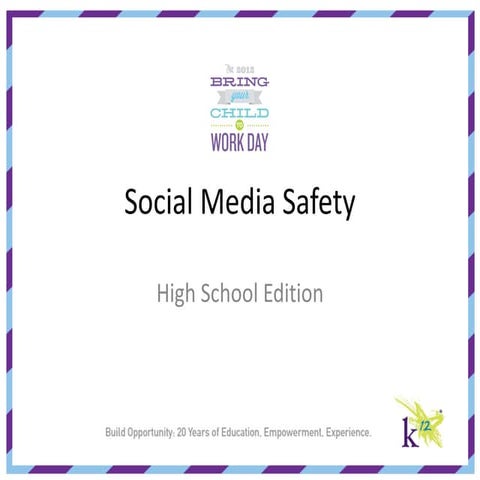 Social Media Safety For High School | PPTX