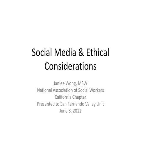 Social Media and Ethics | PPTX