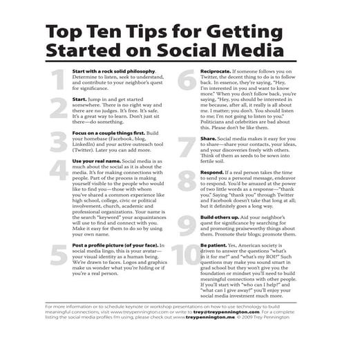 Top Ten Tips for Getting Started with Social Media | PDF