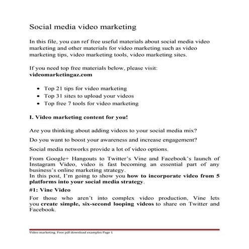 Social media video marketing | DOC