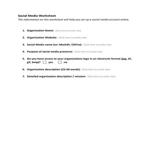 Social Media Worksheet | PDF