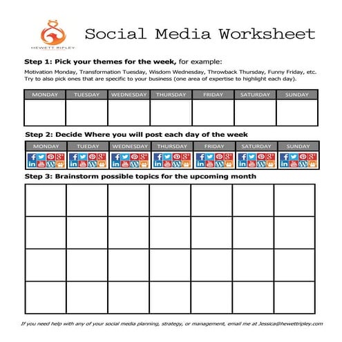 Social Media Content Calendar Worksheet | PDF