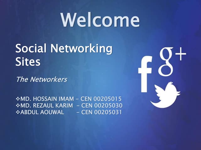 Social Networking Sites Presentation Pptx Social Networking Internet