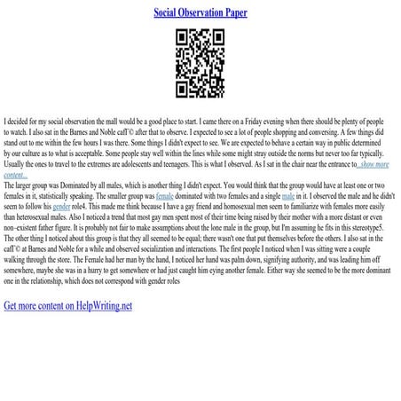 Social Observation Paper | PPT