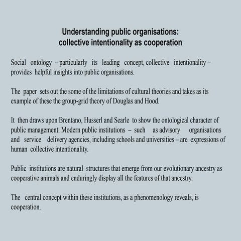 Social ontology: Understanding Public Orgainisation | PPTX