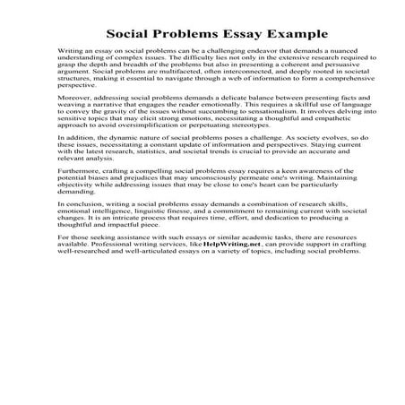 Social Problems Essay Example | PDF