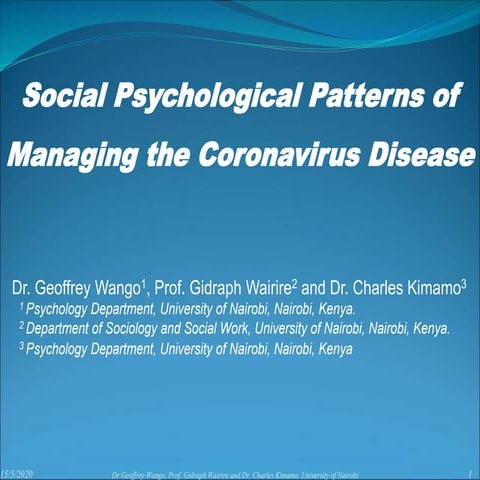 Social psychological patterns of managing the coronavirus disease | PPT