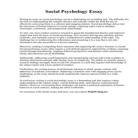 Social Psychology Essay | PDF | Education