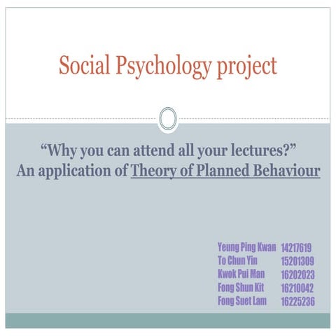 Social psychology group project - theory of planned behaviour | PPTX