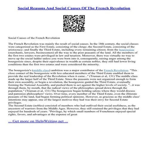 Social Reasons And Social Causes Of The French Revolution | PDF