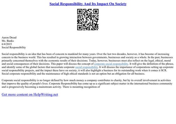 CORPORATE SOCIAL RESPONSIBILITY. | PDF