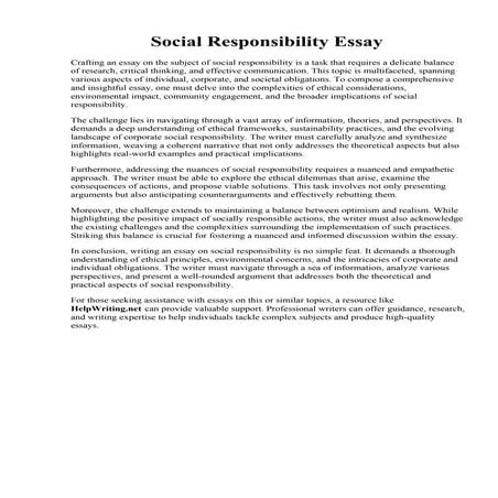 Social Responsibility Essay | PDF