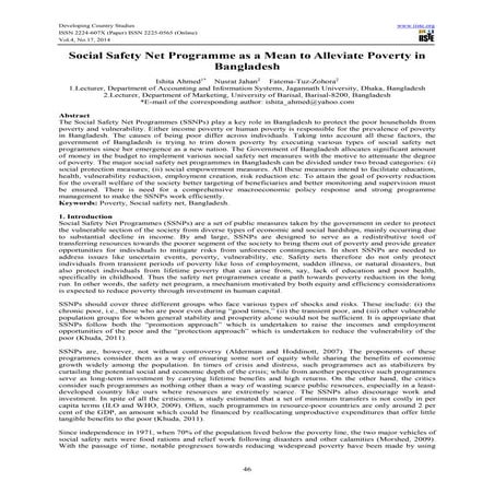 Social safety net programme as a mean to alleviate poverty in ...