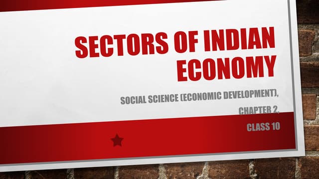 Class 10 Economics Chapter 2 Sectors of Indian Economy | PPTX