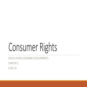 Class 10 Social Science Economics Chapter 5 Consumer Rights | PPT