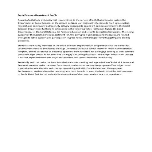 Social sciences department profile | DOCX
