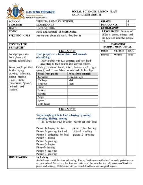 Social sciences lesson plan term 4 geograpghy | DOCX