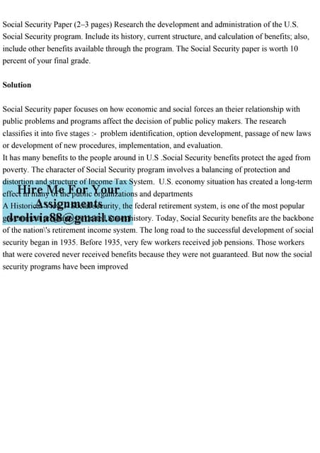 Social Security in the United States History and ChallengesIn.docx