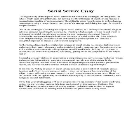 Social Service Essay. The reasons to be a social worker Essay Example ...