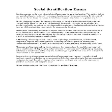 Social Stratification Essays.pdfSocial Stratification Essays. Social ...