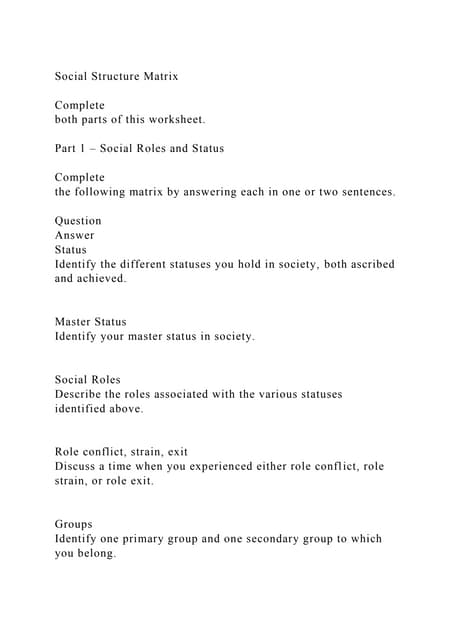 Complete both parts of this worksheet.Part 1 – Social Ro.docx