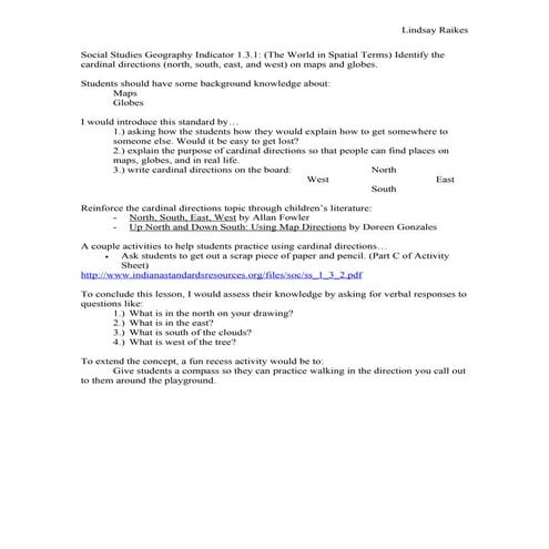 Social Studies Geography Indicator 1.3.1 | DOC