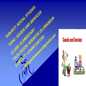 Social Studies presentation - Goods and Services | PPT
