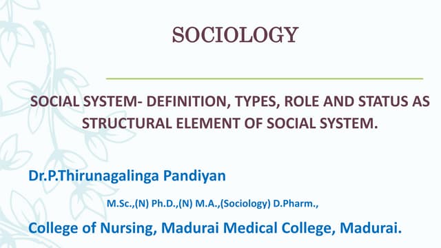 Social system (Sociology) | PPTX