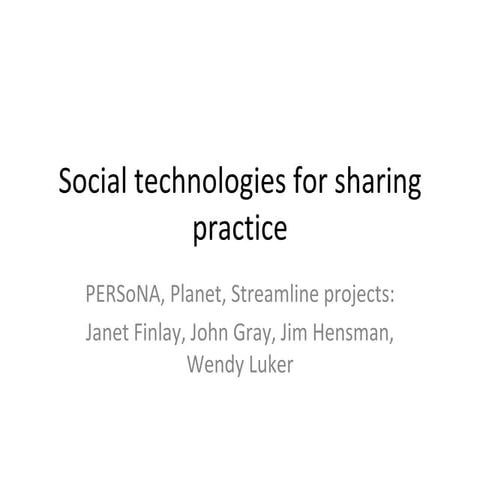 Social Technologies for Sharing Practice | PPT