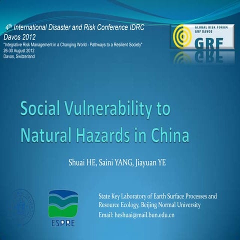 Social vulnerability to natural hazards in China | PPTX