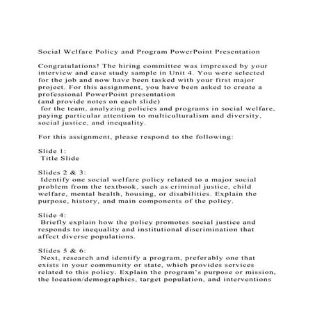 Social Welfare Policy and Program PowerPoint PresentationCon.docx