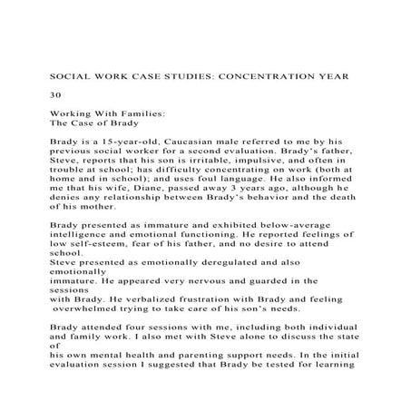 SOCIAL WORK CASE STUDIES CONCENTRATION YEAR30Working .docx | Parenting ...