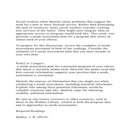 Assignment Capstone Project Part II Needs AssessmentPeople.docx