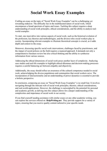 Social Work Essays | PDF | Homework and Study | Education