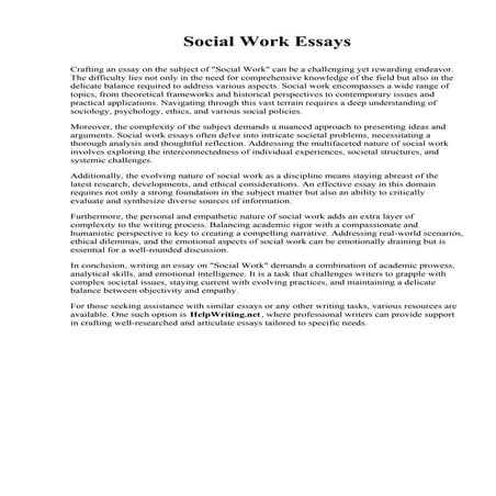 Social Work Essays | PDF | Homework and Study | Education