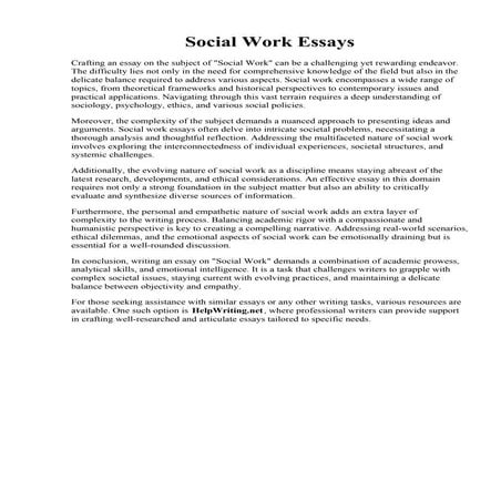 Social Work Essays | PDF
