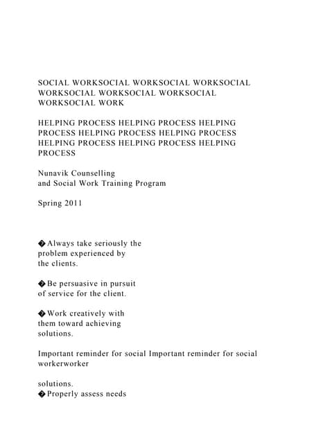 Social Work and the 4 P's(Person,Prob.Place,Process).docx | Mental ...