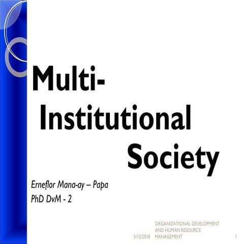 Society as a multi institutional system | PPT