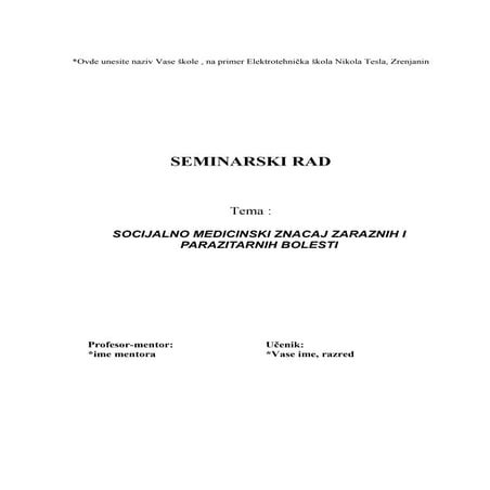 Socijalno medicinski znacaj zaraznih i parazitarnih bolesti | PDF