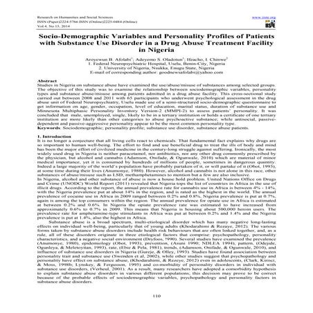 Socio demographic variables and personality profiles of patients with ...